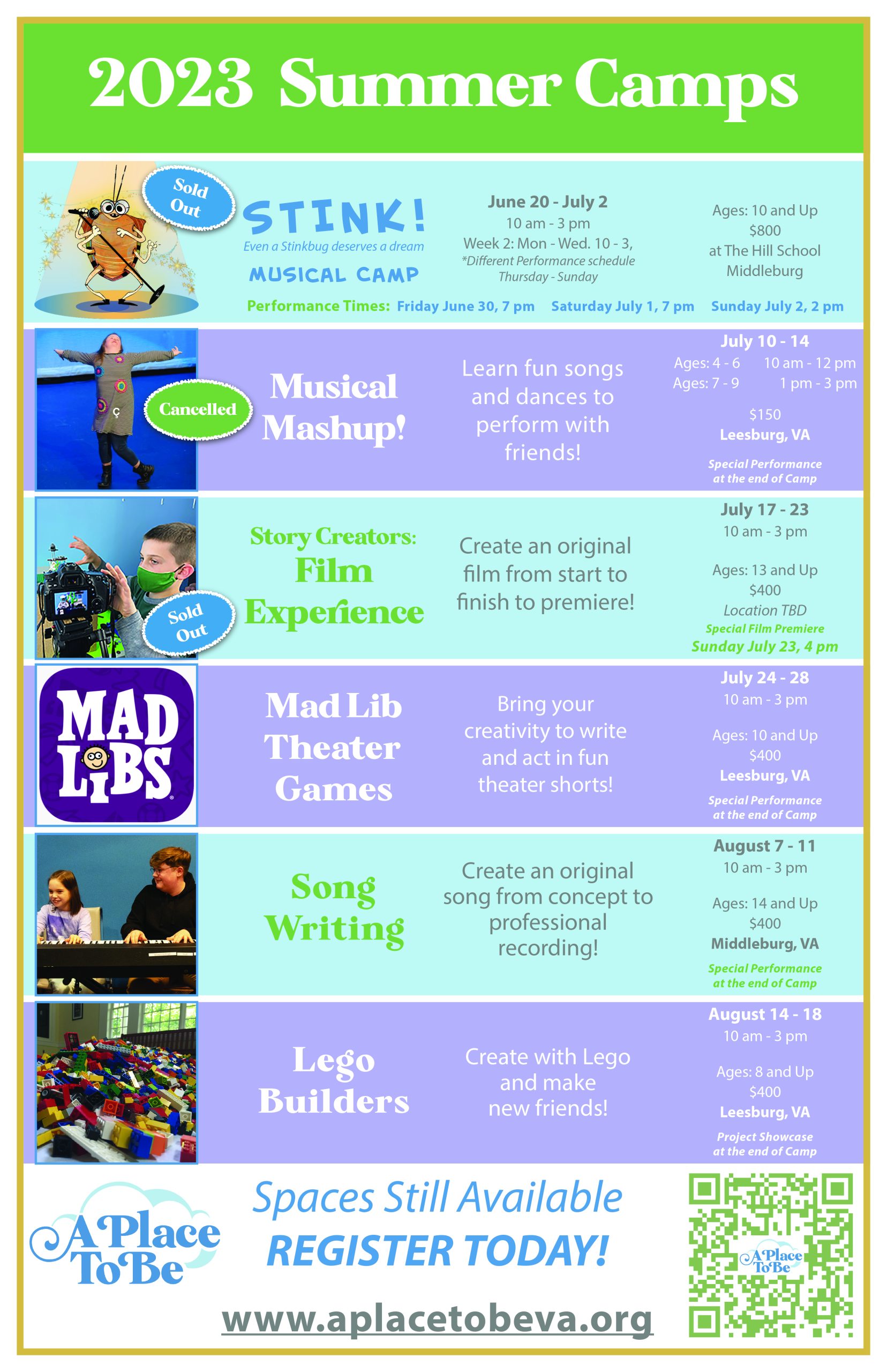 Summer Camps at A Place to Be! | Village at Leesburg
